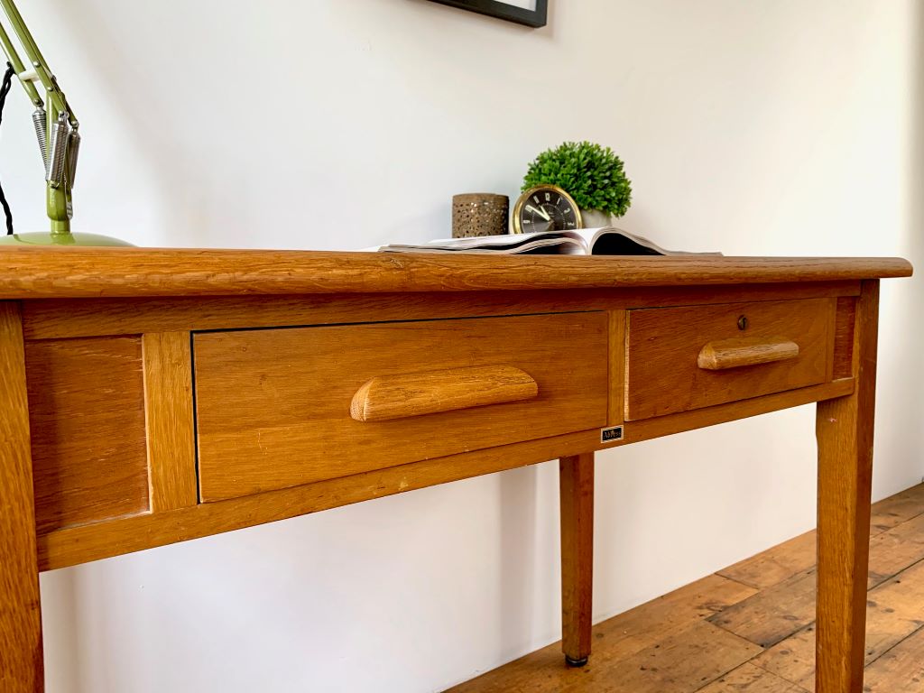 Compact Teachers Desk in Oak by Abbess – Antique, Vintage and Retro ...