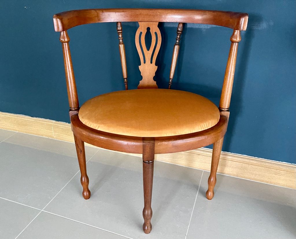 Unusual Oval Dress Chair with Mustard Seat – Antique, Vintage and Retro ...