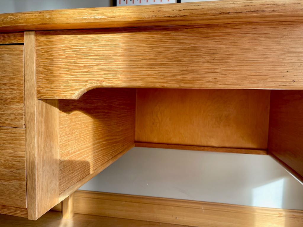 1950’s Double Pedestal Teachers Desk in Light Oak by Abbess – Antique ...