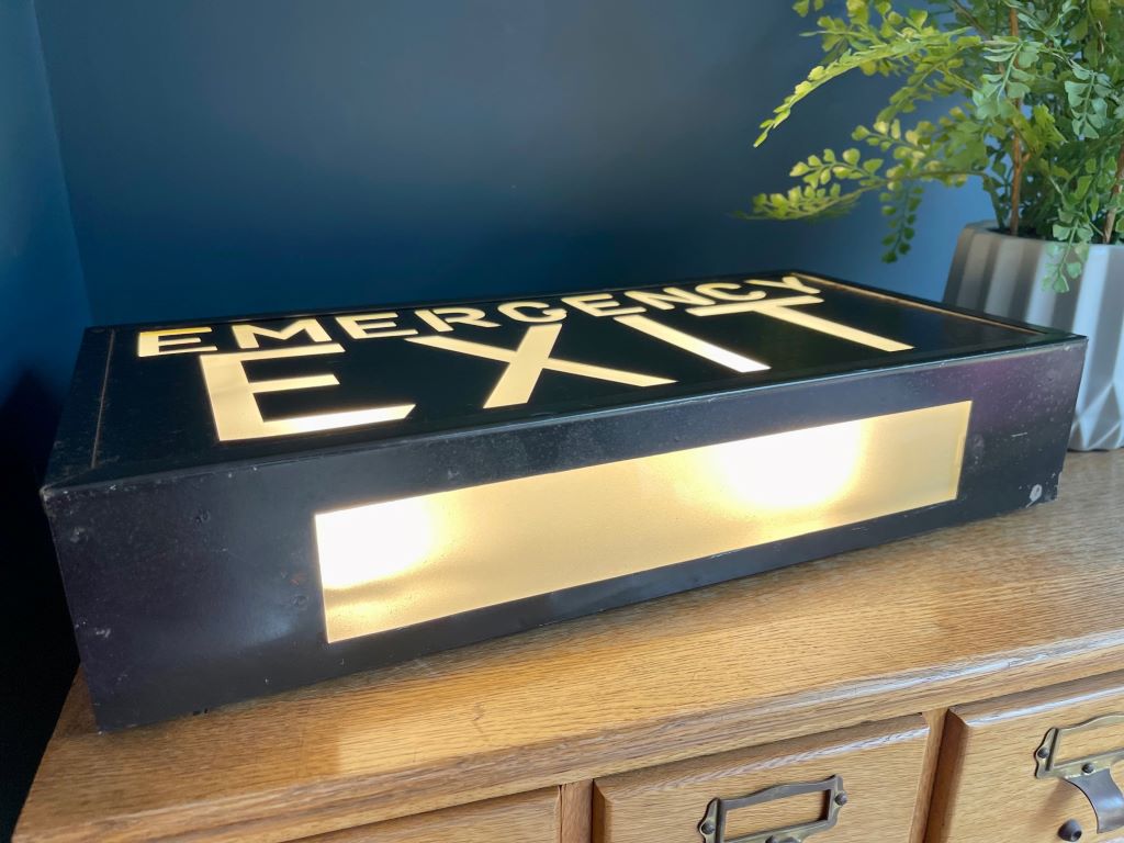 Original Mid Century Light Up Exit Sign – Antique, Vintage and Retro ...
