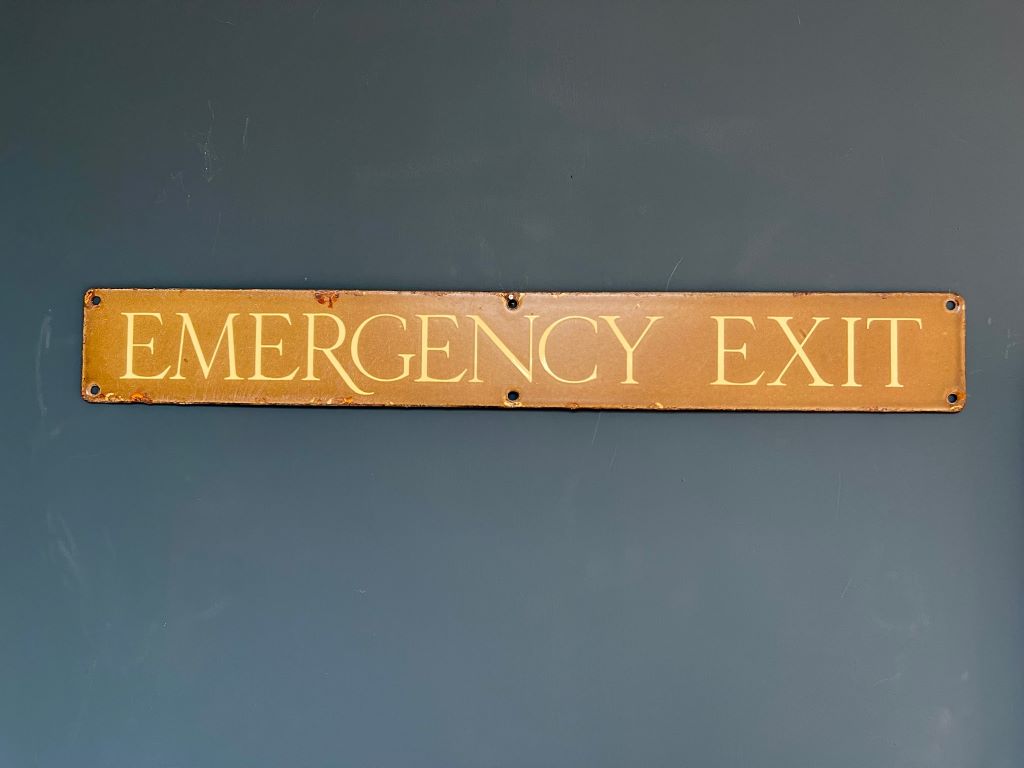 Original Mid Century Enamel Emergency Exit Sign – Antique, Vintage and ...