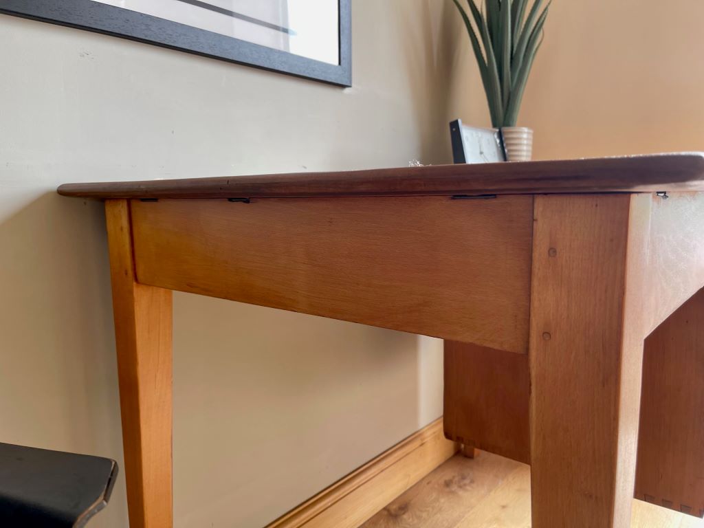 1950’s Teachers Desk in Beech & Iroko – Antique, Vintage and Retro Furniture